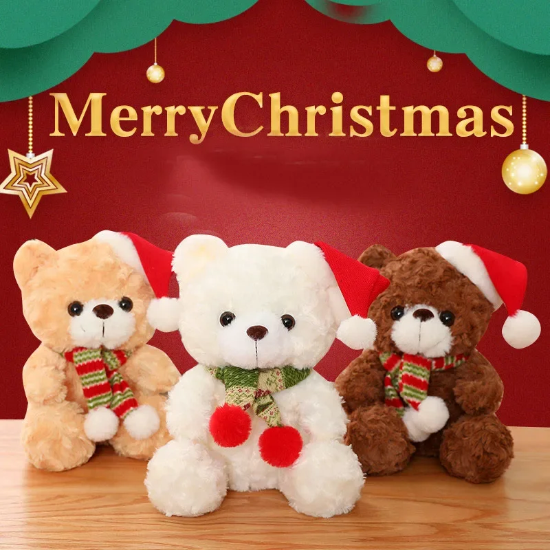 23CM-New-Christmas-Hat-Teddy-Bear-Plush-Toys-Cute-Teddy-Dolls-Stuffed ...