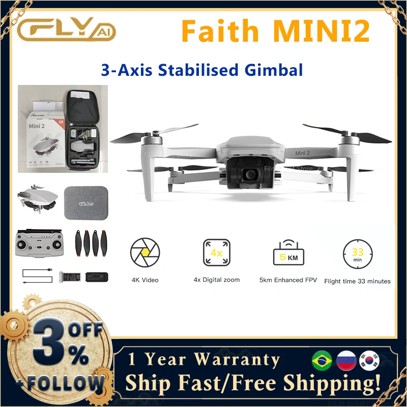 CFLY-Faith-MINI2-Drone-3-Axis-Gimbal-Professional-Camera-4K-Video ...