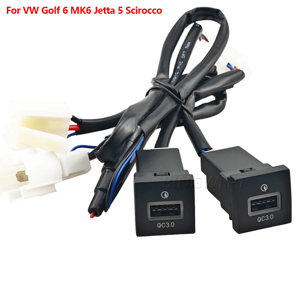 For-VW-Golf-6-MK6-Jetta-5-Scirocco-2006-2012-Car-USB-Charger-PD-Quick ...