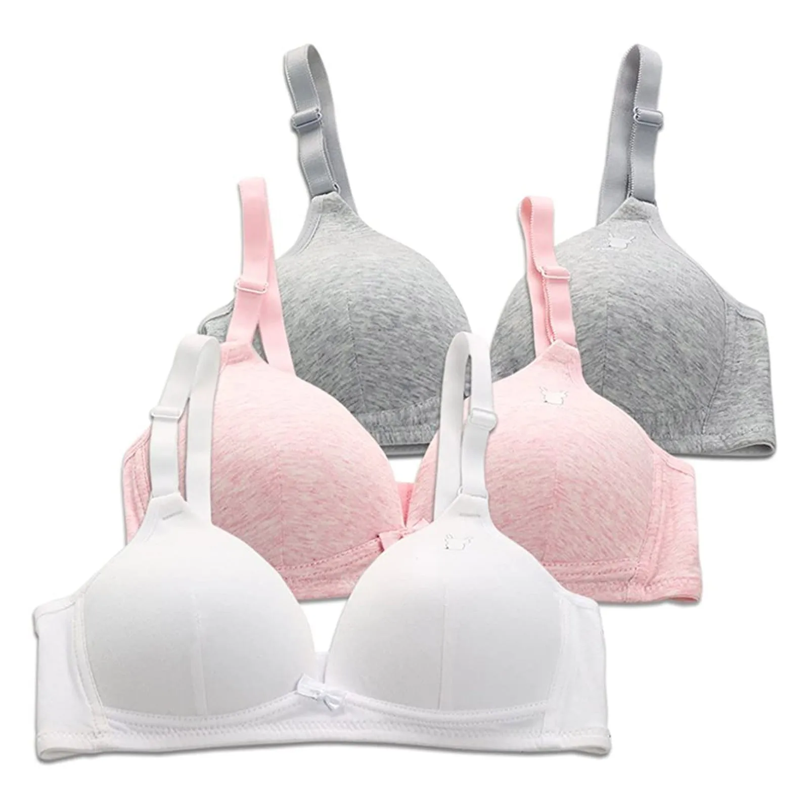 3 Pcs Cotton Bras Women Thin Mold Cup Wire Free Breast Corset Lingerie ...