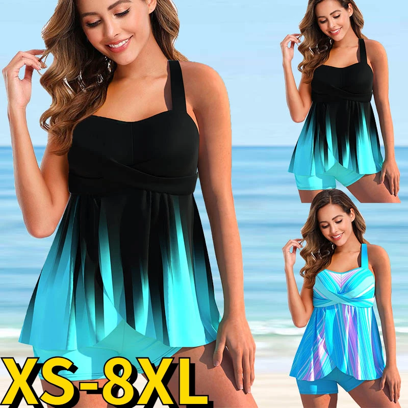 Women-Two-Piece-Tankini-Swimwear-Beachwear-Monokini-Swimsuit-Bathing ...
