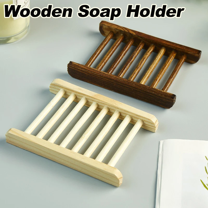 Wooden Soap Dishes Tray Bathroom Soap Holder Portable Shower Soap Dish ...