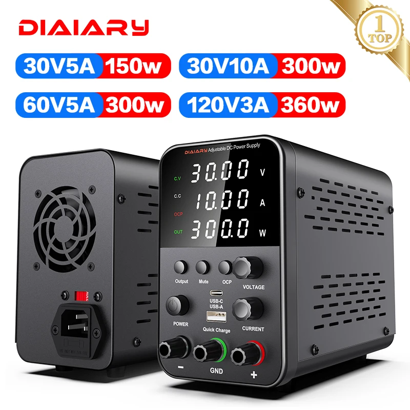 Adjustable DC power supply 30V 10A 60V 5A Lab Bench Power Source ...