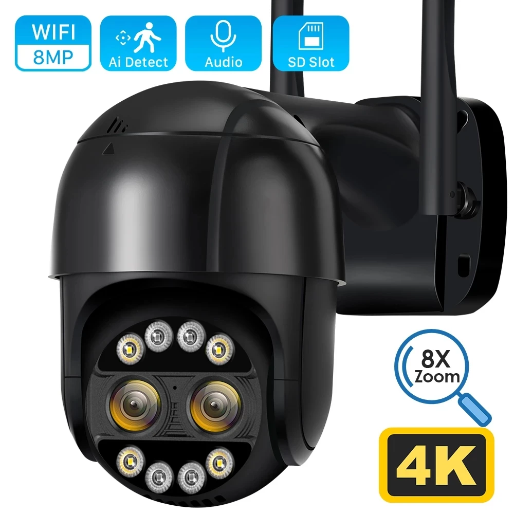 8mp 4k Dual-lens Wifi Ptz Ip Camera 4mp 8x Zoom Outdoor Cctv ...