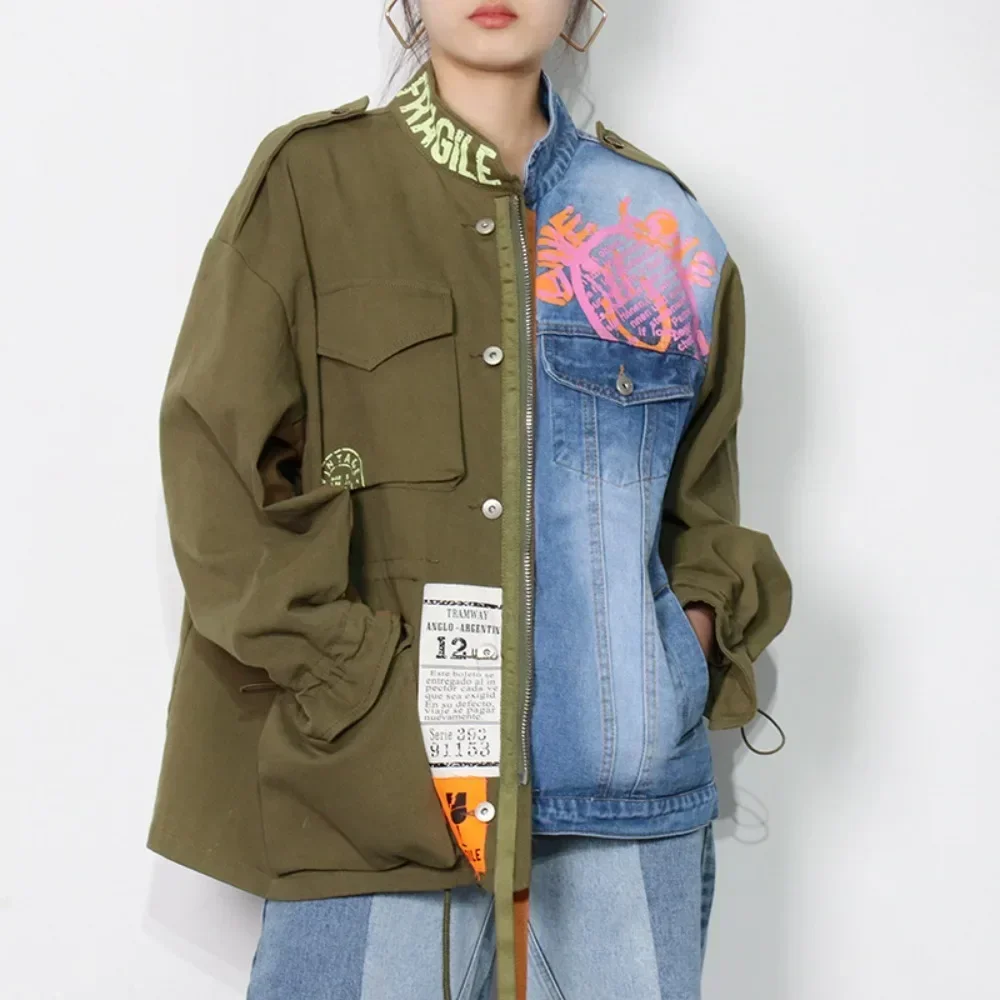 2024-New-Denim-Jacket-Women-Spring-Jacket-Long-Sleeve-Fake-Two-Piece ...