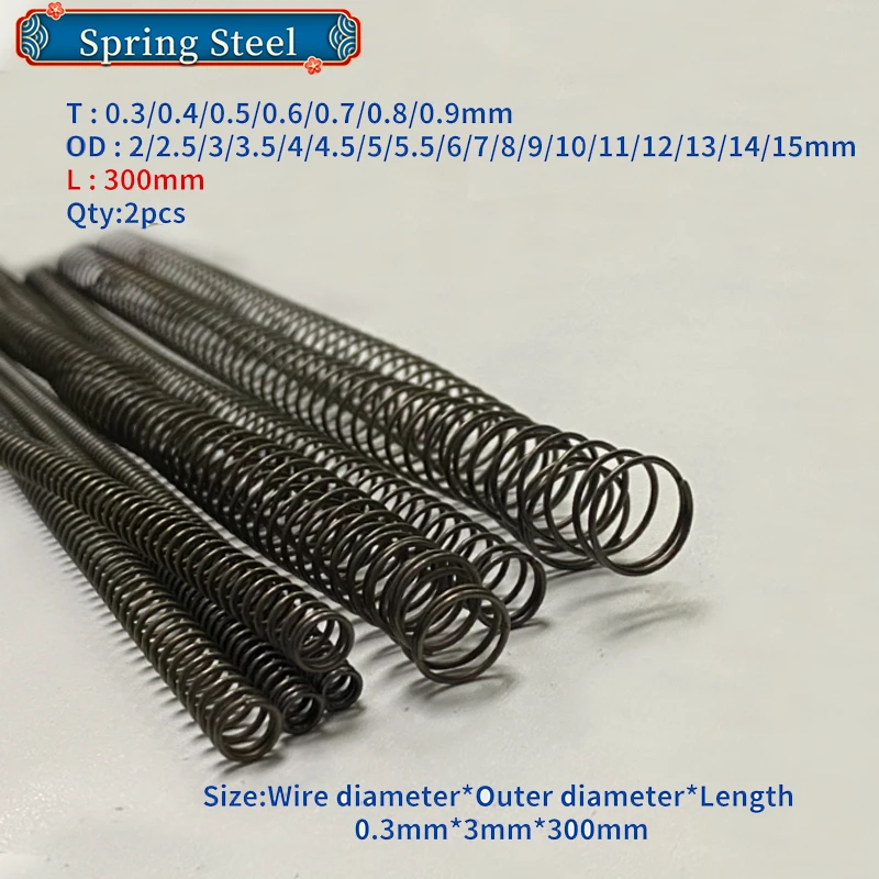 2pcs Compressed Spring Pressure Spring Small Springs Wire Diameter 0.3 ...