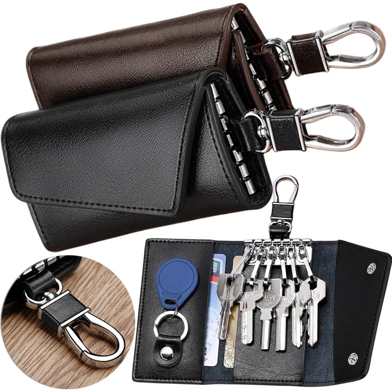 2023-Key-Holder-Wallet-Pu-Leather-Unisex-Solid-Key-Wallet-Organizer-Bag ...