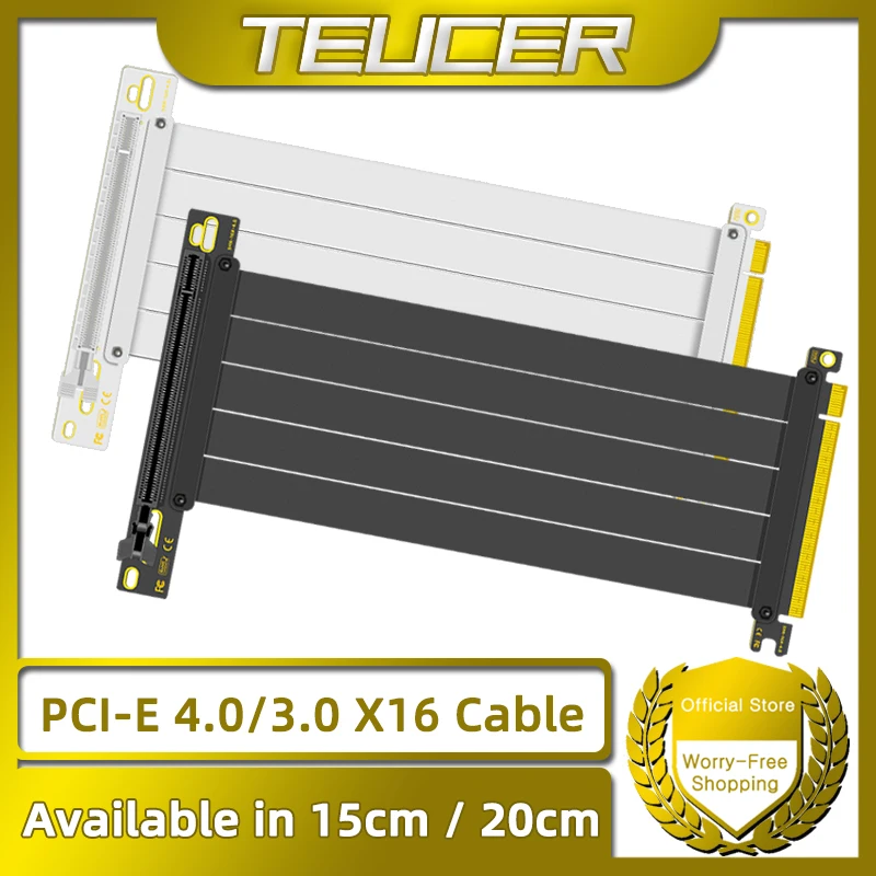 TEUCER-PCI-E-4-0-X16-Riser-Cable-Video-Card-Extension-Shielded-Flexible ...