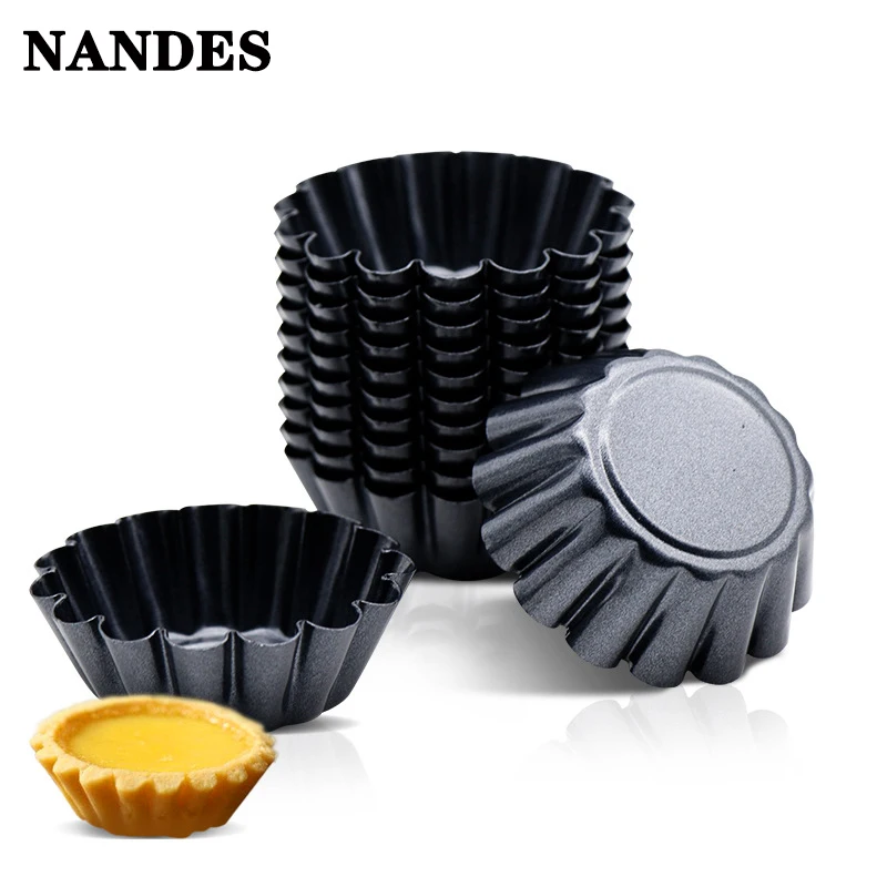 6Pcs 7.5cm Egg Tart Mold Reusable Pudding Mold Non Stick Carbon Steel ...