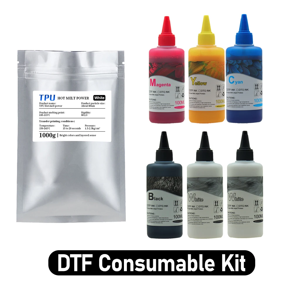 Kit de tinta DTF para máquina de impresión directa a película, polvo de ...