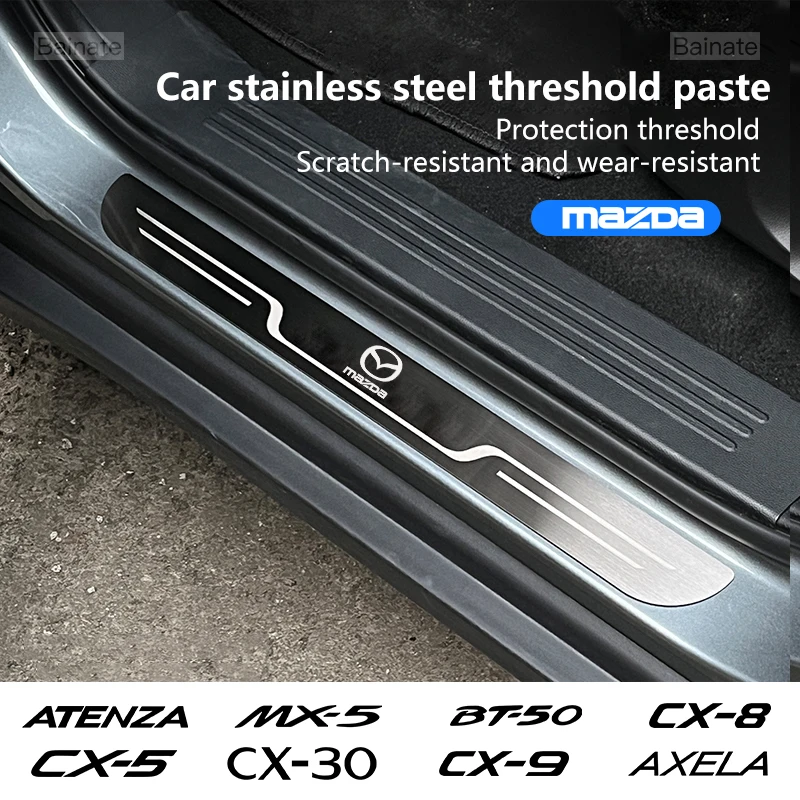 Car Stainless Steel Door Sill Scuff Plate For MAZDA 3 6 CX-5 CX-5 CX-8 ...