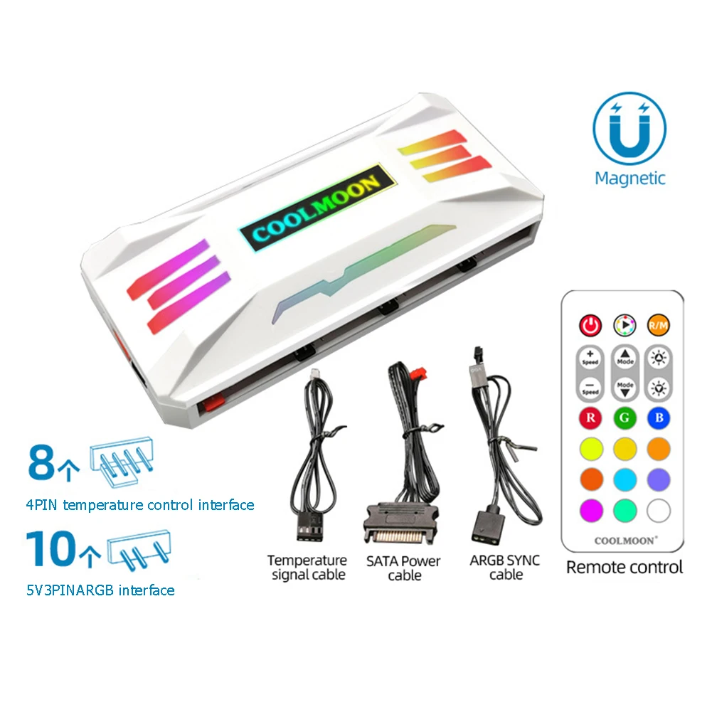 COOLMOON-RGB-Controller-For-PC-Case-4Pin-PWM-5V-3Pin-ARGB-Cooling-Fan ...