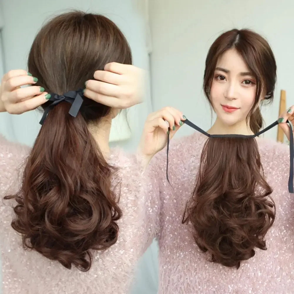Korean-Clip-Ponytail-Hair-Medium-Length-Ponytail-With-Grip-Style-Semi ...