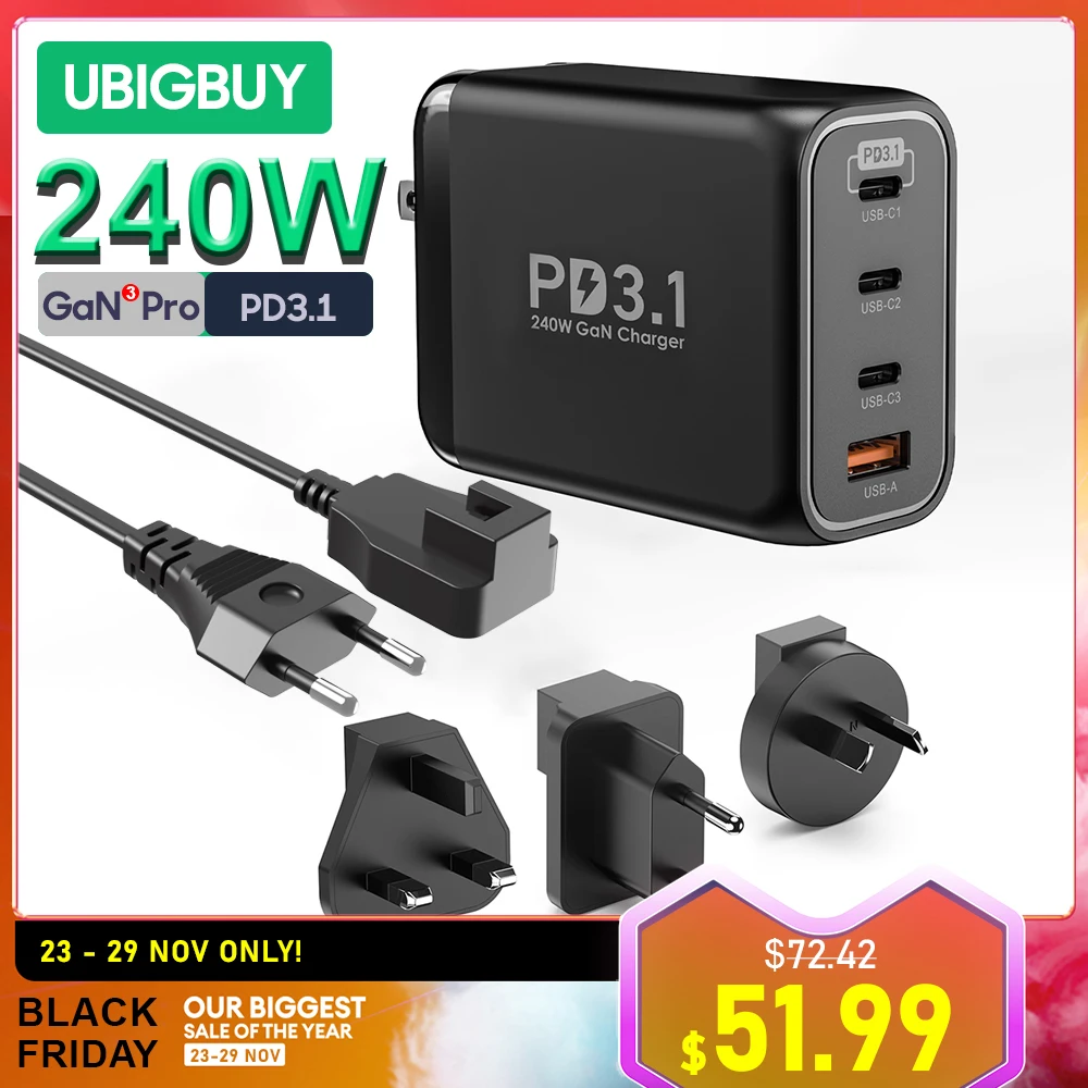 Ubigbuy-240W-PD3-1-Charger-GaN3-Desktop-Fast-Charger-140W-USB-Type-C-PD ...