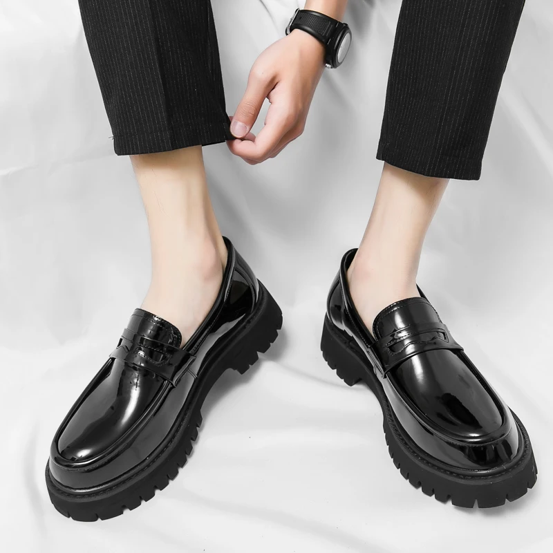 New-Platform-Shoes-Loafers-Shoes-Men-Thick-soled-Wedding-Shoes-Black ...