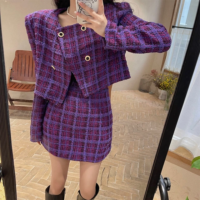 1990s 'Clueless' Chanel-Style Tweed Mini Suit Sz S/6