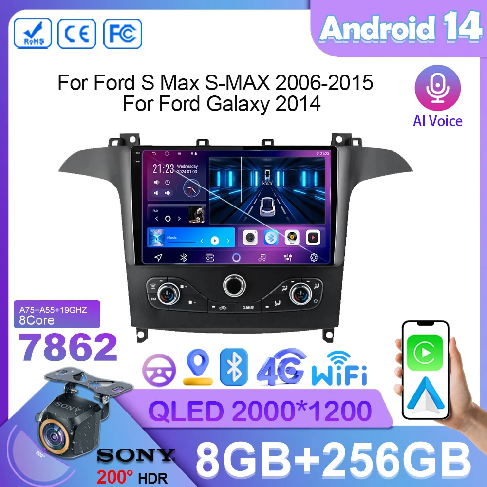 7862-Android-14-For-Ford-S-Max-S-MAX-2006-2015-For-Ford-Galaxy-2014 ...