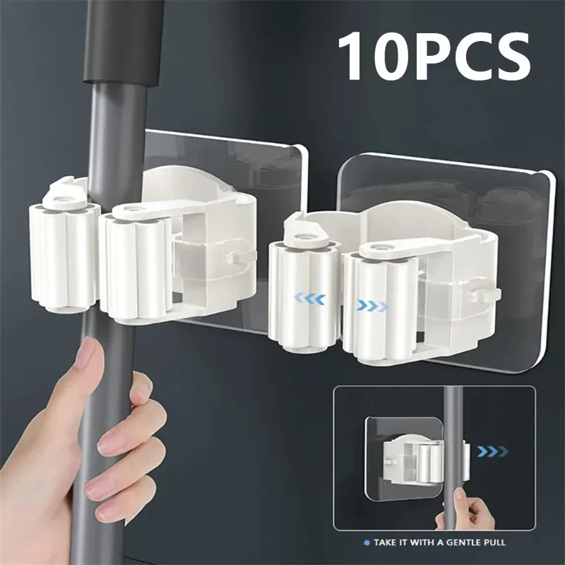 1-5-10PCS-Mop-Holder-Self-adhesive-Broom-Stand-Wall-Mounted-Mop-Support ...