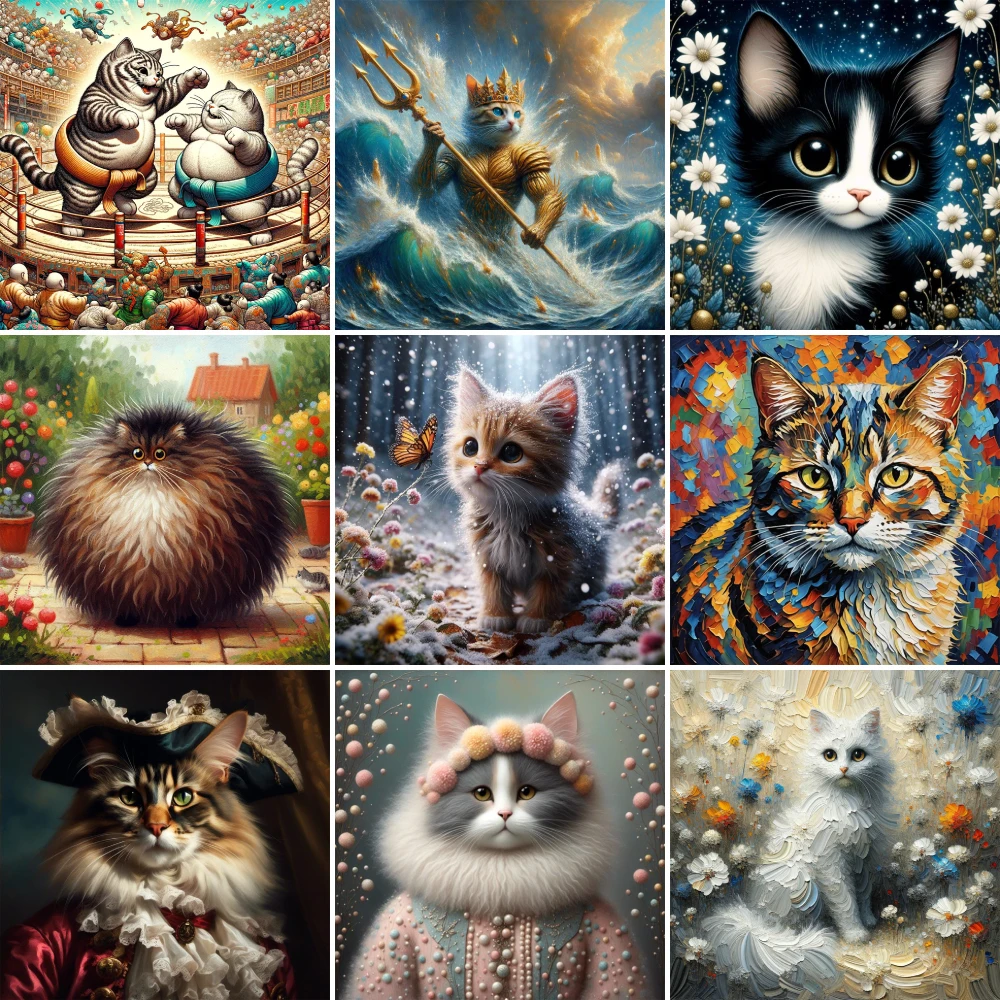 Animal Pet Cat Paintings By Numbers Custom Crafts Kits For Adults Home ...