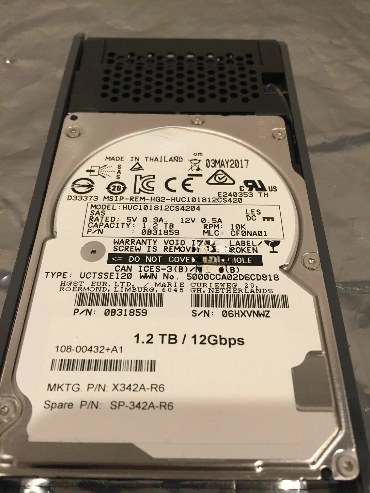 NetApp X342A R6 SP 342A R6 1.2TB 10K SAS 1.2T 2.5 ds224c 하드 디스크 ...