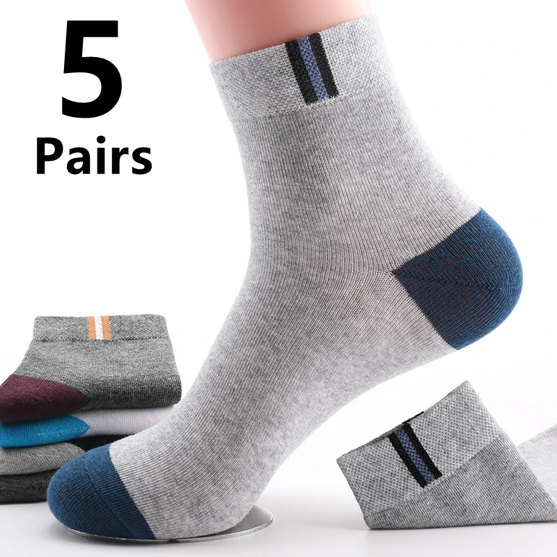 5-Pairs-of-Men-s-Mid-Calf-Socks-Comfortable-Cotton-Business-Leisure ...