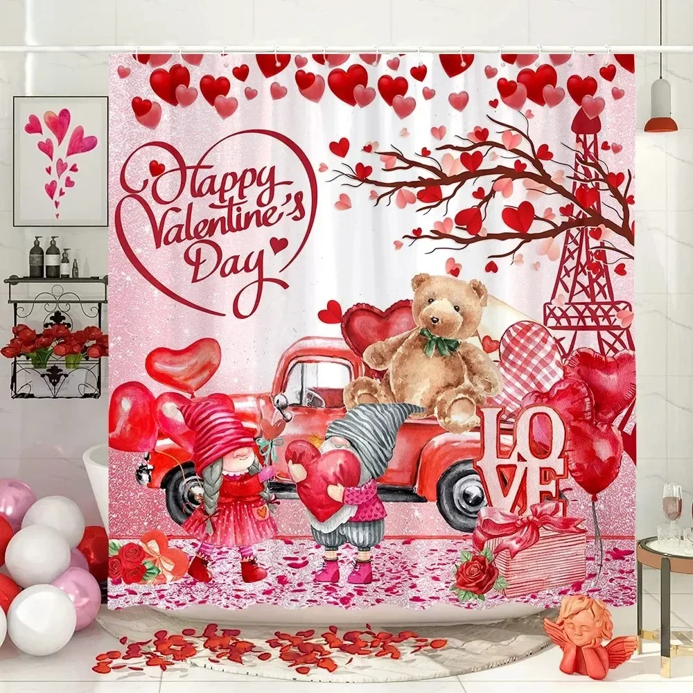 Valentine-s-Day-Shower-Curtain-Romantic-Red-Rose-Hearts-Genie-Bathroom ...