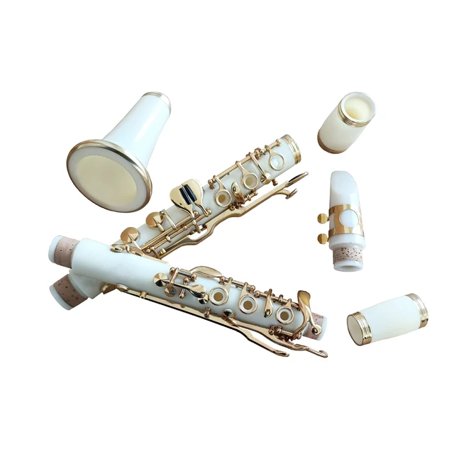 White Clarinet With Gold Keys
