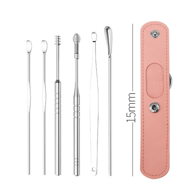 6 Pcs Stainless Steel Earpick Set Ear Vax Remover Double Headed Spiral ...