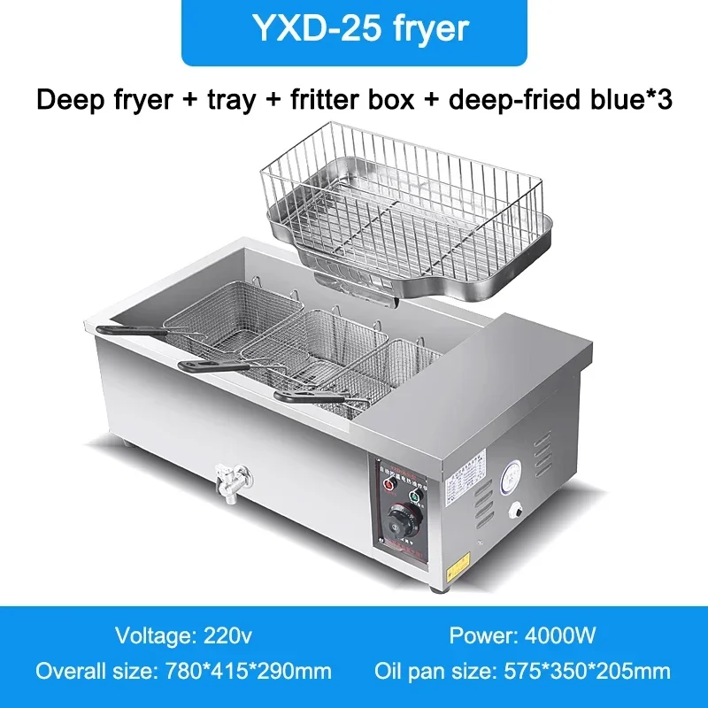 Freidora eléctrica comercial de gran capacidad de 3000 W para freír ...