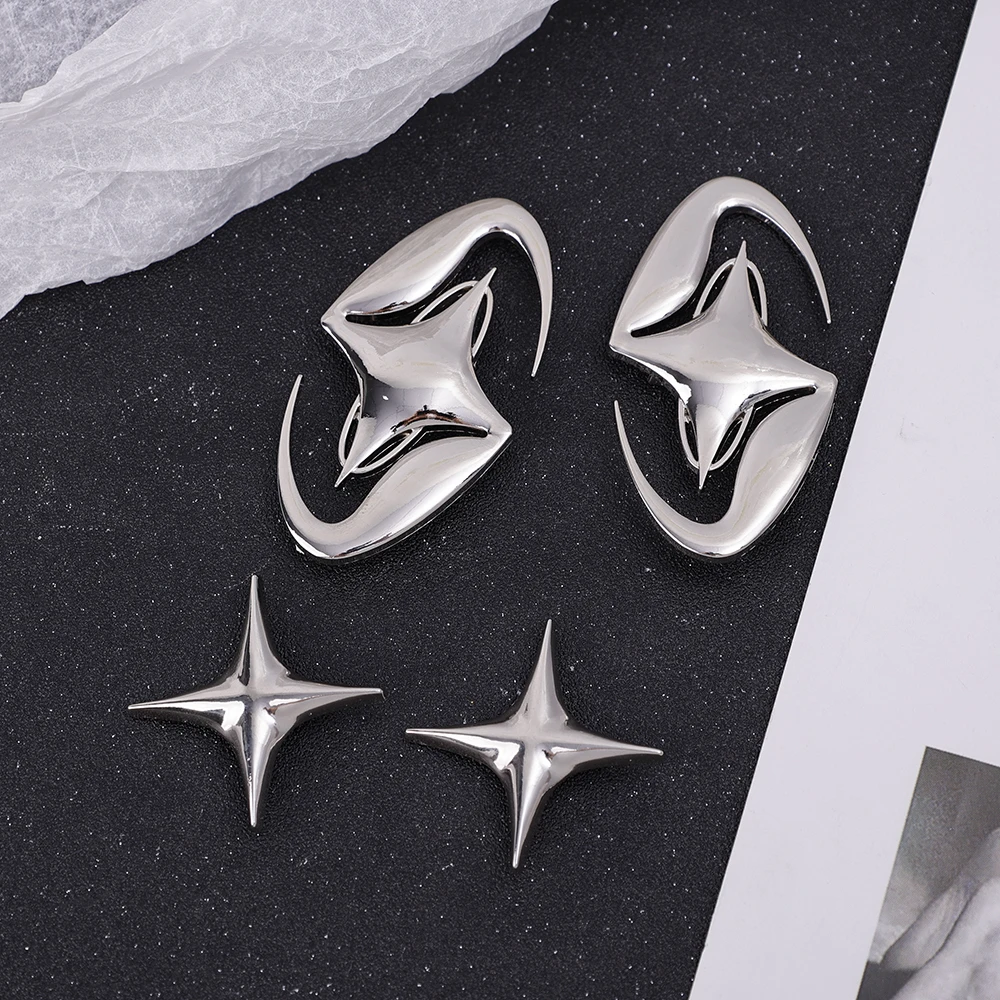 Fashion-Cross-Star-Brooch-Simple-Lapel-Pins-Clothing-Pins-Four-Pointed ...