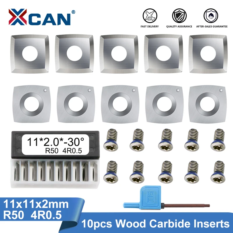 XCAN Carbide Inserts Cutters 11x11x2.0mm R50 4R0.5 Fits Spiral/Helical ...