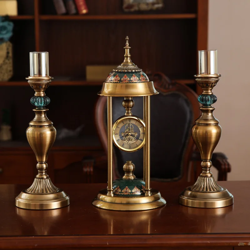 American-Style-Table-Clock-European-Style-Luxurious-Retro-Silent-Desk ...