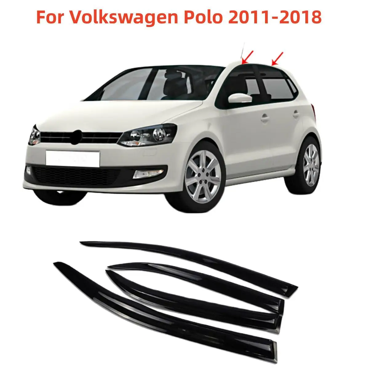 Window Visor For VW Volkswagen Polo 2011 2012 2013 2014 2015 2016 2017 ...