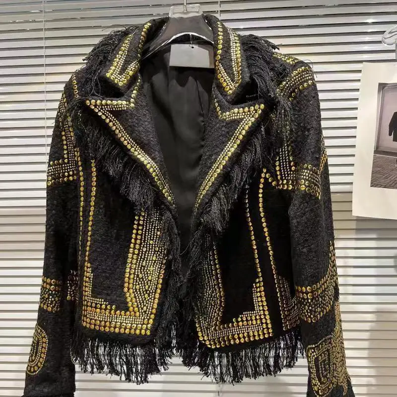 Unique Beading Blazers Women 2022 Designer Jacket Women's Metal Rivet ...
