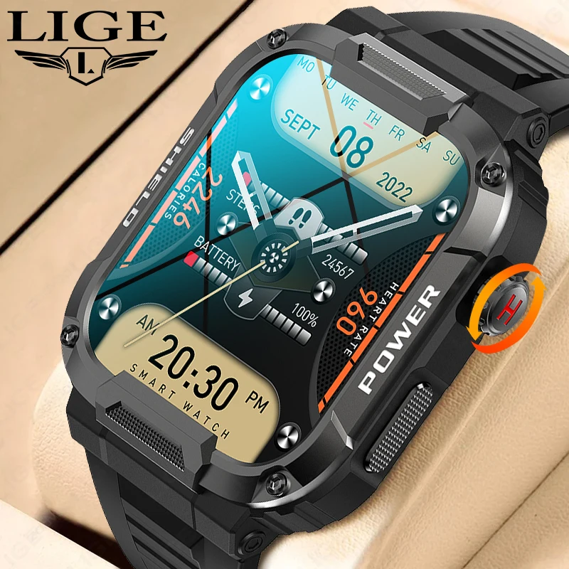 LIGE-Men-Smart-Watch-Military-Healthy-Monitor-AI-Voice-Bluetooth-Call ...