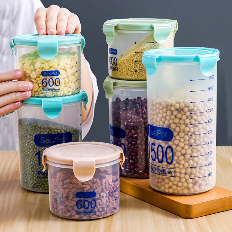 Kitchen-Food-Storage-Canisters-With-Scale-Multigrain-Organizer-Sealed ...