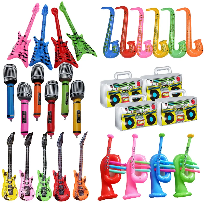 5pcs-PVC-Musical-Instrument-Balloon-Inflatable-Guitar-Microphone ...