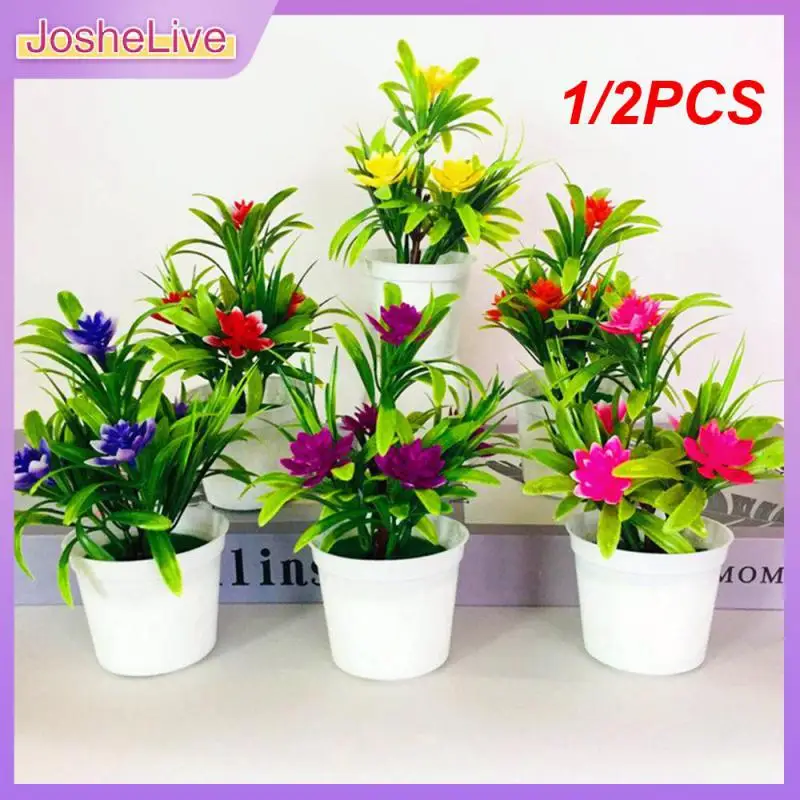 1-2PCS-Artificial-Flower-Pot-Desktop-Decoration-Brightly-Colored-Fake ...