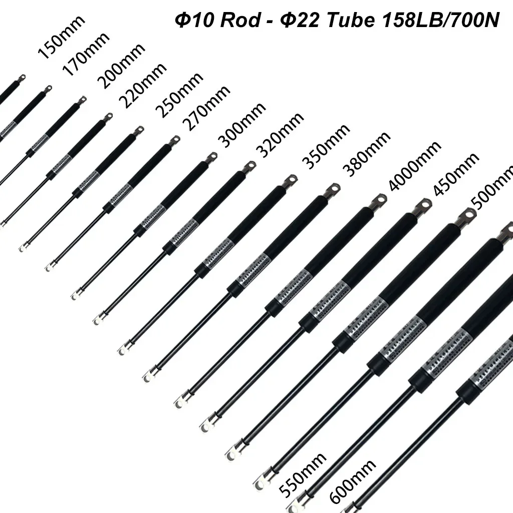 1PC 700N/158LB 10X22 Gas Struts with Steel Eyes Ends Hydraulic Lift ...
