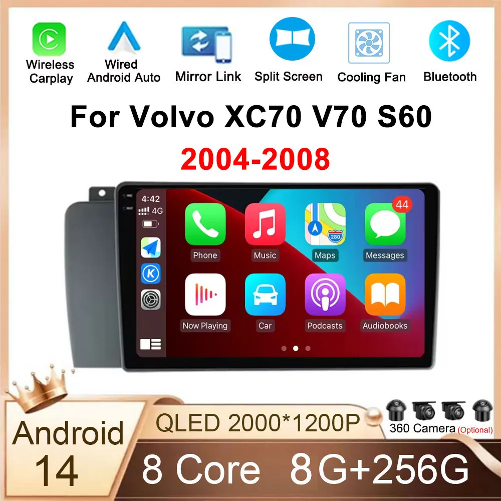 9-Car-Radio-Android-14-For-Volvo-XC70-V70-S60-2004-2008-Built-in ...