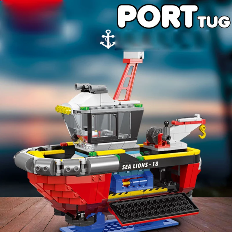 483pcs-Brick-Technology-Fishing-Vessel-Tugboat-Ship-Boat-Building ...