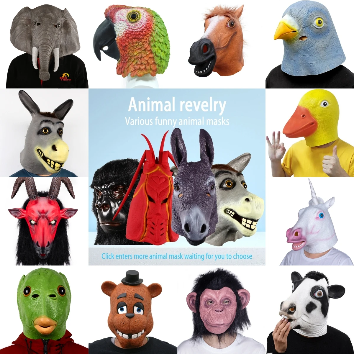 Funny-Animal-Head-Mask-Halloween-Costume-Party-Unicorn-Horse-Mask ...