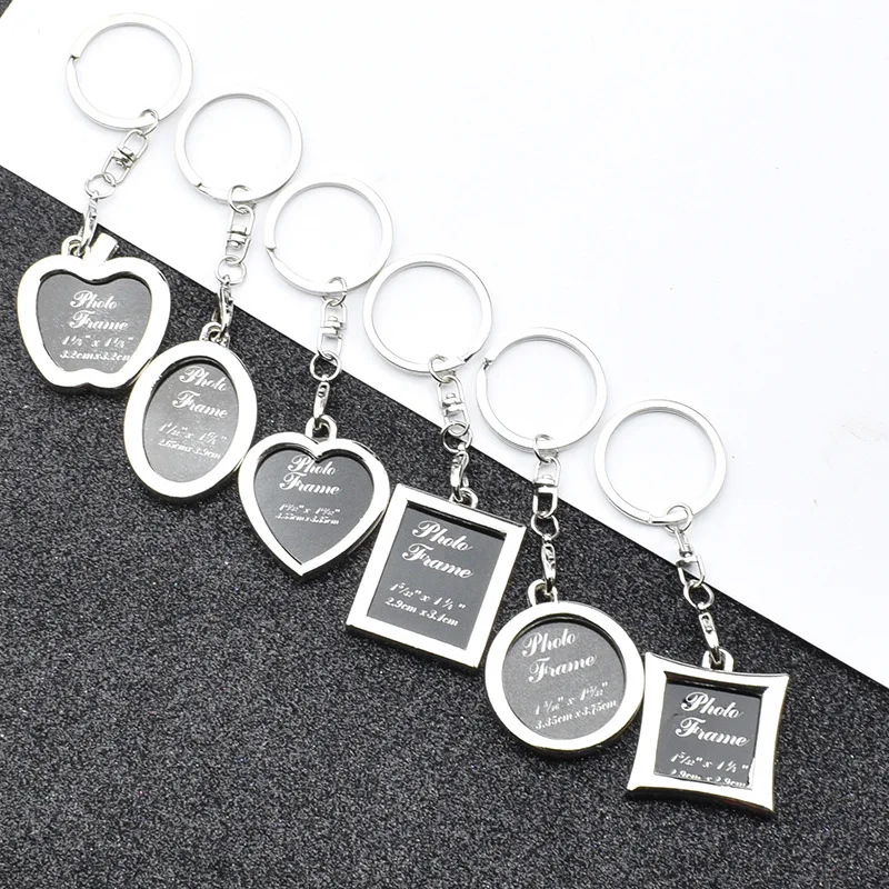 Creative Metal Insert Photo Picture Frame Keyring Heart Apple Keychain ...