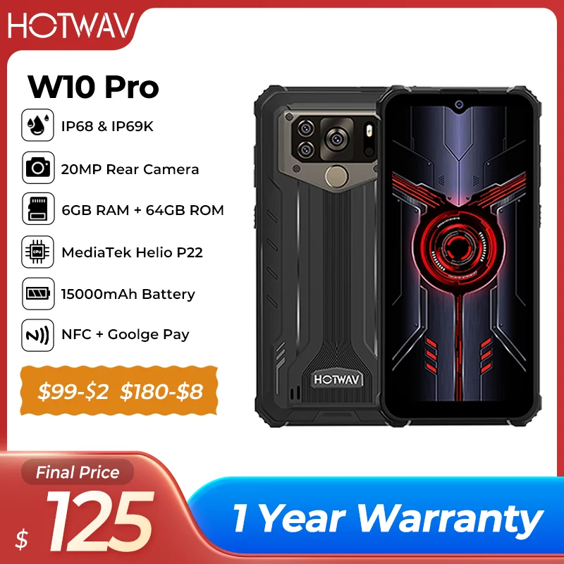 HOTWAV-W10-Pro-Rugged-Smartphone-IP68-Waterproof-Android-12-Cellphone ...