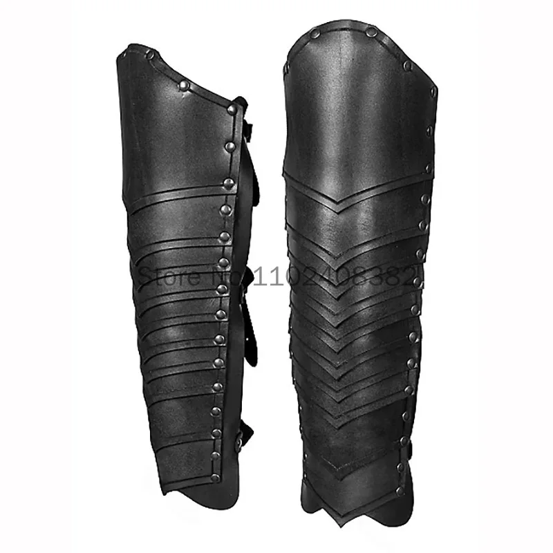 Larp-Leather-Leg-Armor-Gothic-Greaves-Half-Chaps-Gaiter-Medieval-Knight ...