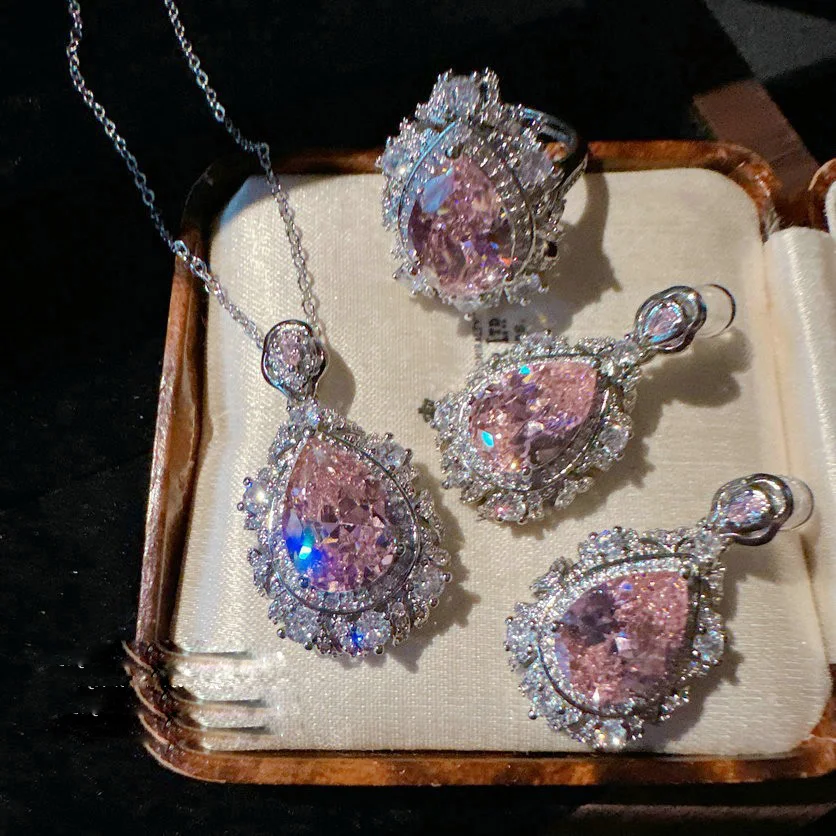 Women Paparadscha pink drop tourmaline necklace with 18K gold powder ...