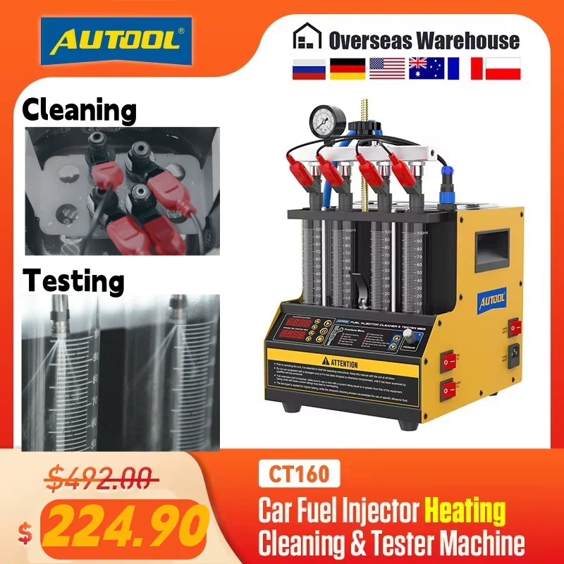AUTOOL CT160 Car Fuel Injector Heating Cleaning & Tester Machine ...