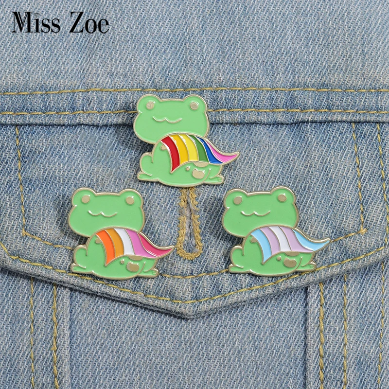 LGBT-Pride-Flag-Enamel-Pins-Custom-Frog-Rainbow-Cape-Brooches-Lapel ...