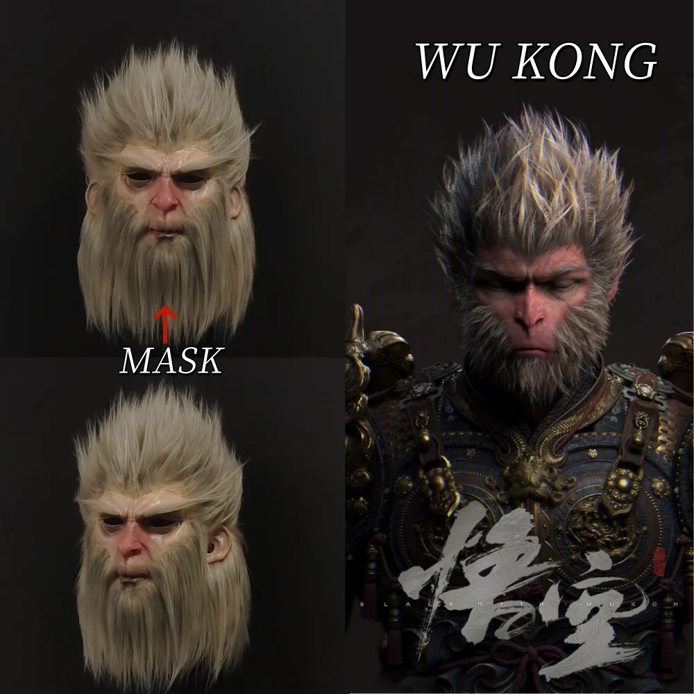 Realistic-Black-Myth-Wukong-Latex-Mask-Luxury-Animal-Monkey-King-Mask ...