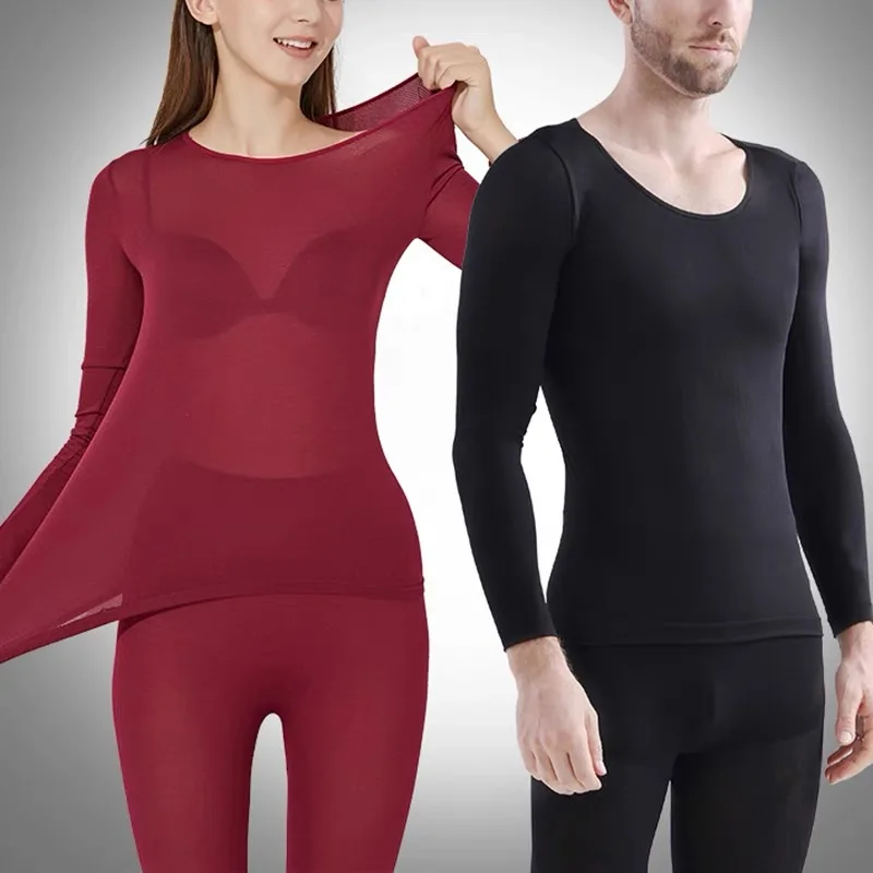 Roupa-interior-t-rmica-de-manga-comprida-para-casal-pijama-ntimo-fino ...